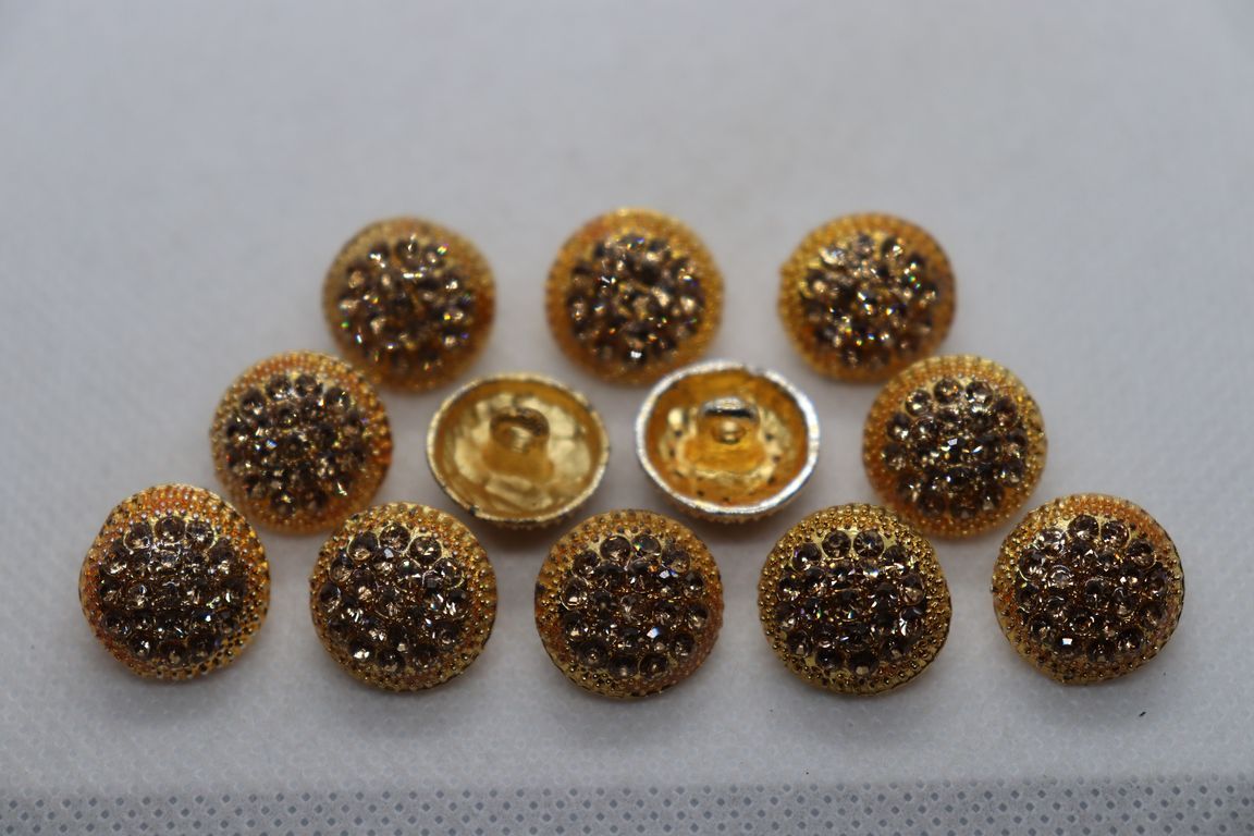 Gold Stone Studded Fancy Metal Button