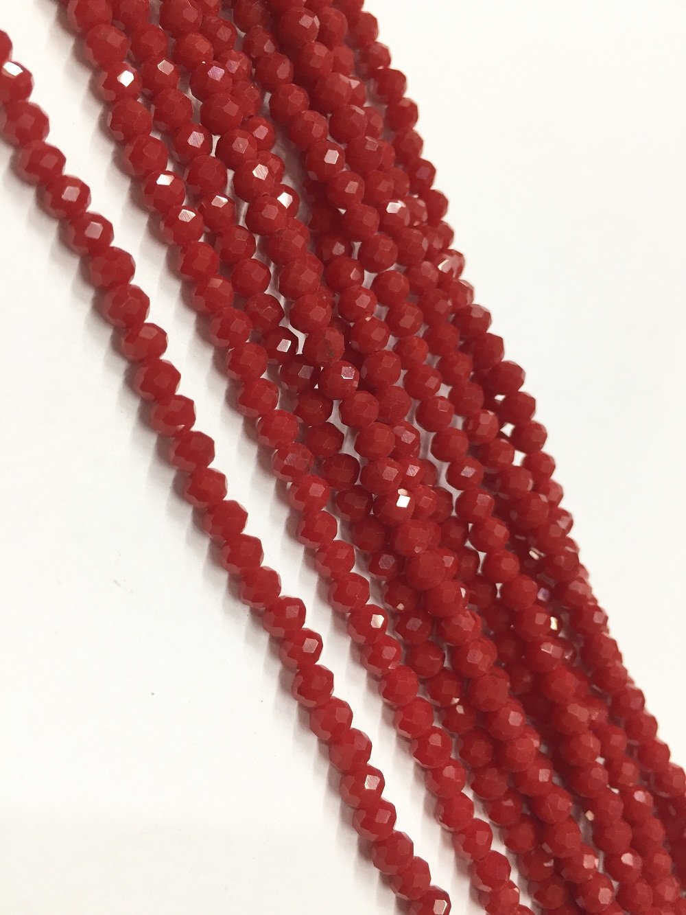 Red Opaque Tyre Crystal Glass Beads