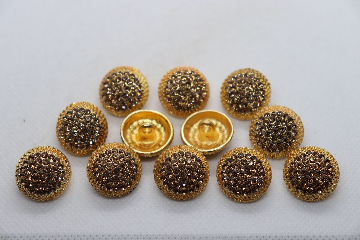 Dark Golden Fancy Golden Stone Studded Fancy Metal Button