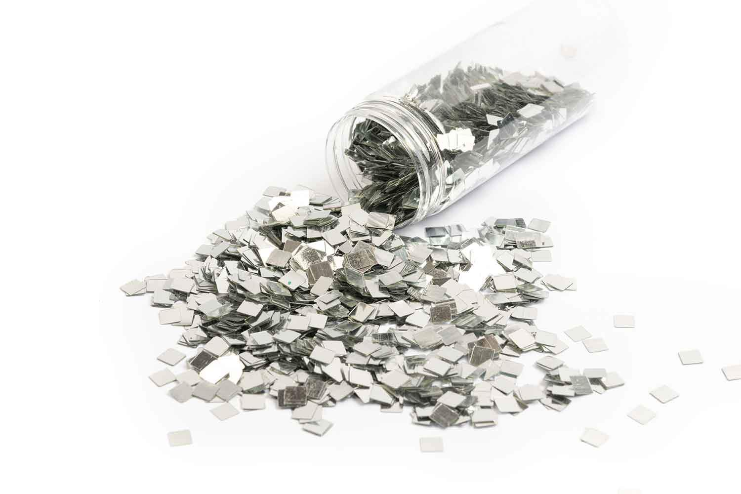 Silver Square Sequins without Hole- 0.8 cm