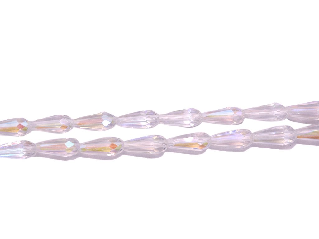 White Transparent Rainbow Conical Drop Crystal Beads