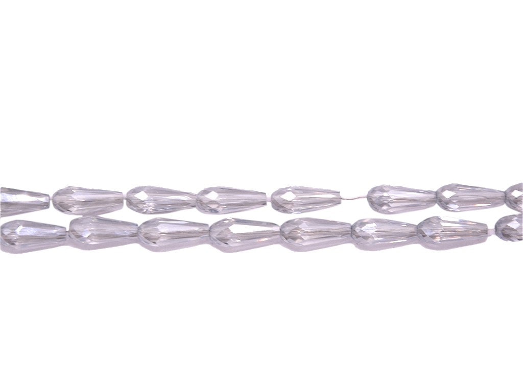 Silver Transparent Conical Drop Crystal Beads