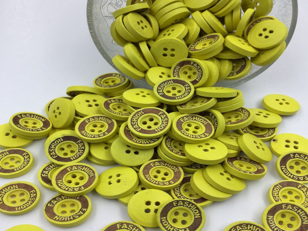 Yellow 4 Hole Wooden Buttons
