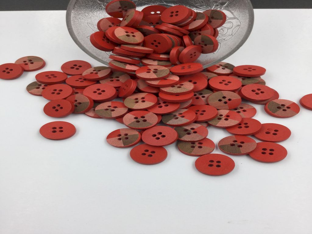 Red Designer 4 Hole Wooden Buttons