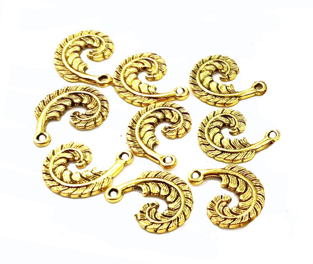 Golden Fancy Leaves Designer Charms