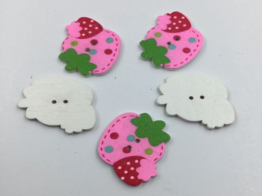 Multicolour Strawberry Designer 2 Hole Wooden Button
