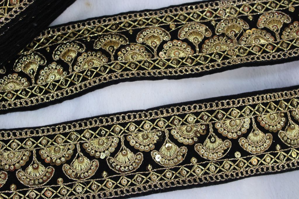 Black Zari Work Embroidered Border