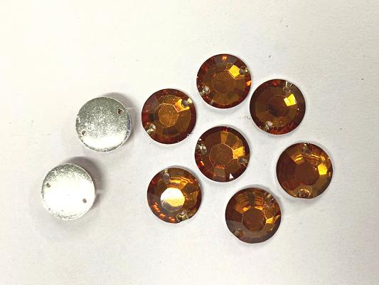 Deep Golden Circular 2 Hole Plastic Stone- 12 mm