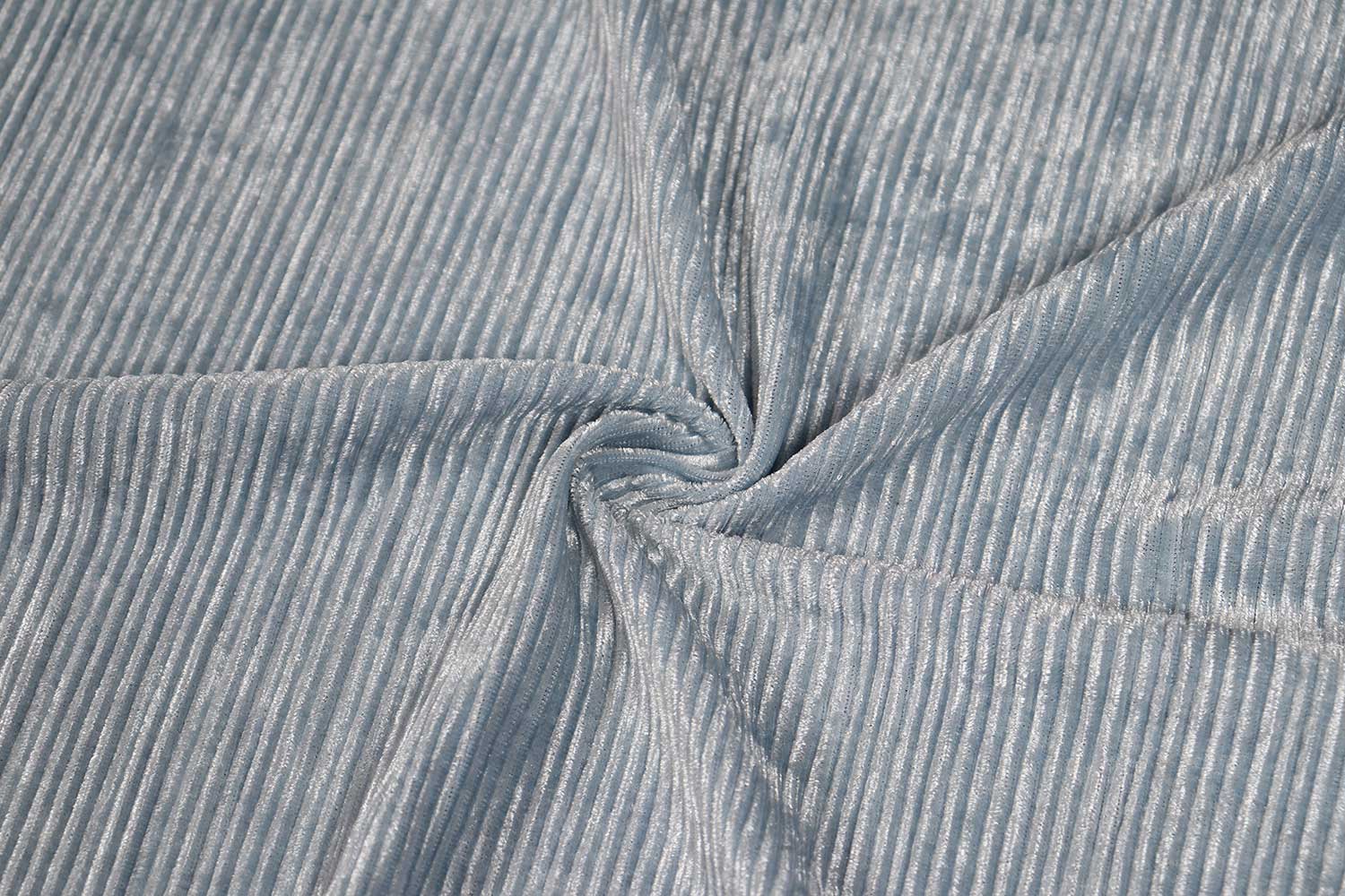 Powder Blue Pleated Veour Velvet Fabric
