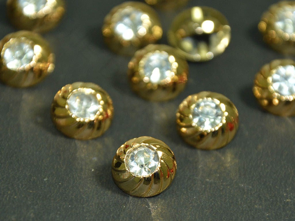 Golden Flower Stone Circular Acrylic Buttons