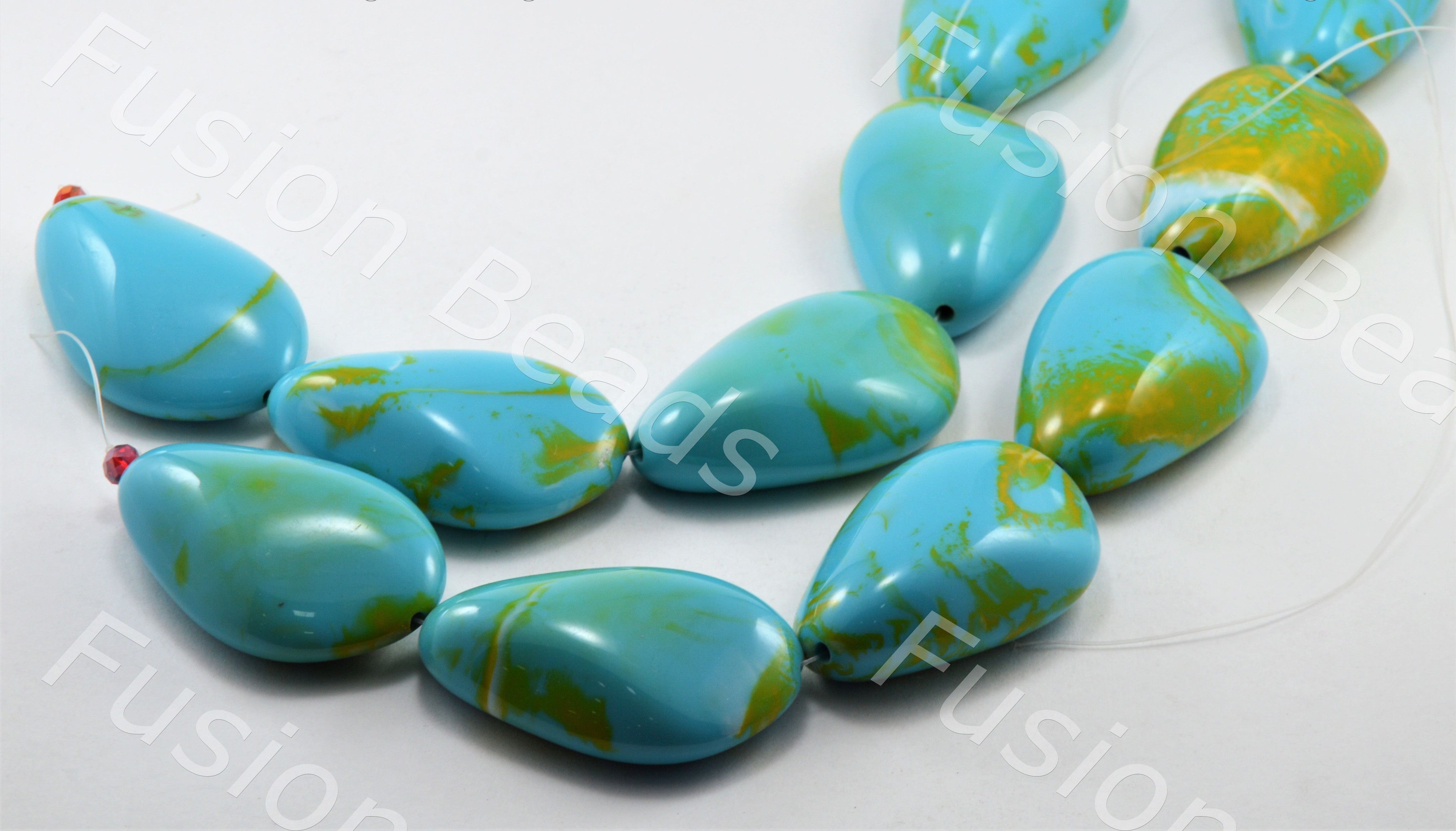 Sky Blue Oval Ceramic Stone