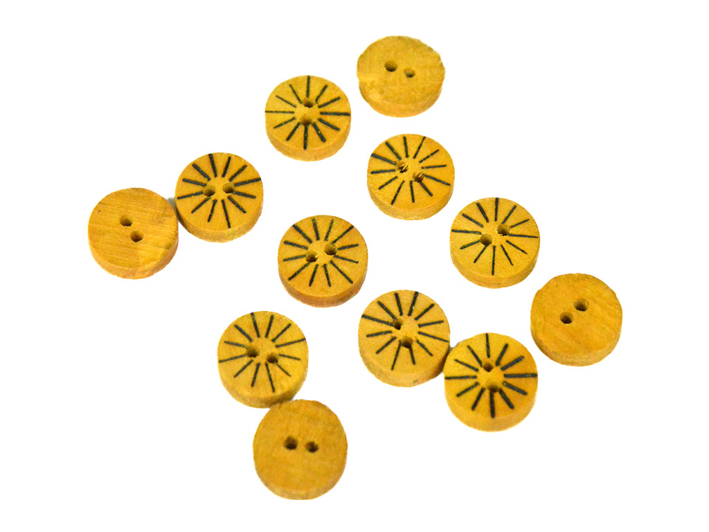 Mustard Fancy 1 Printed 2 Hole Wooden Buttons - 24L