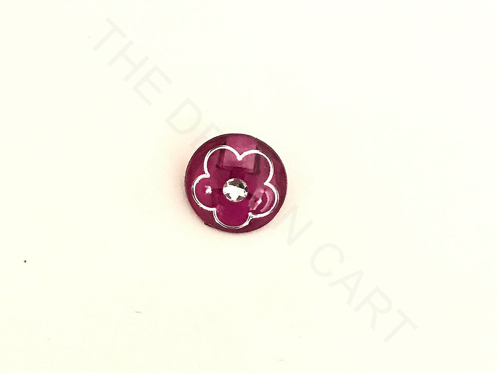 Magenta Flower Acrylic Button