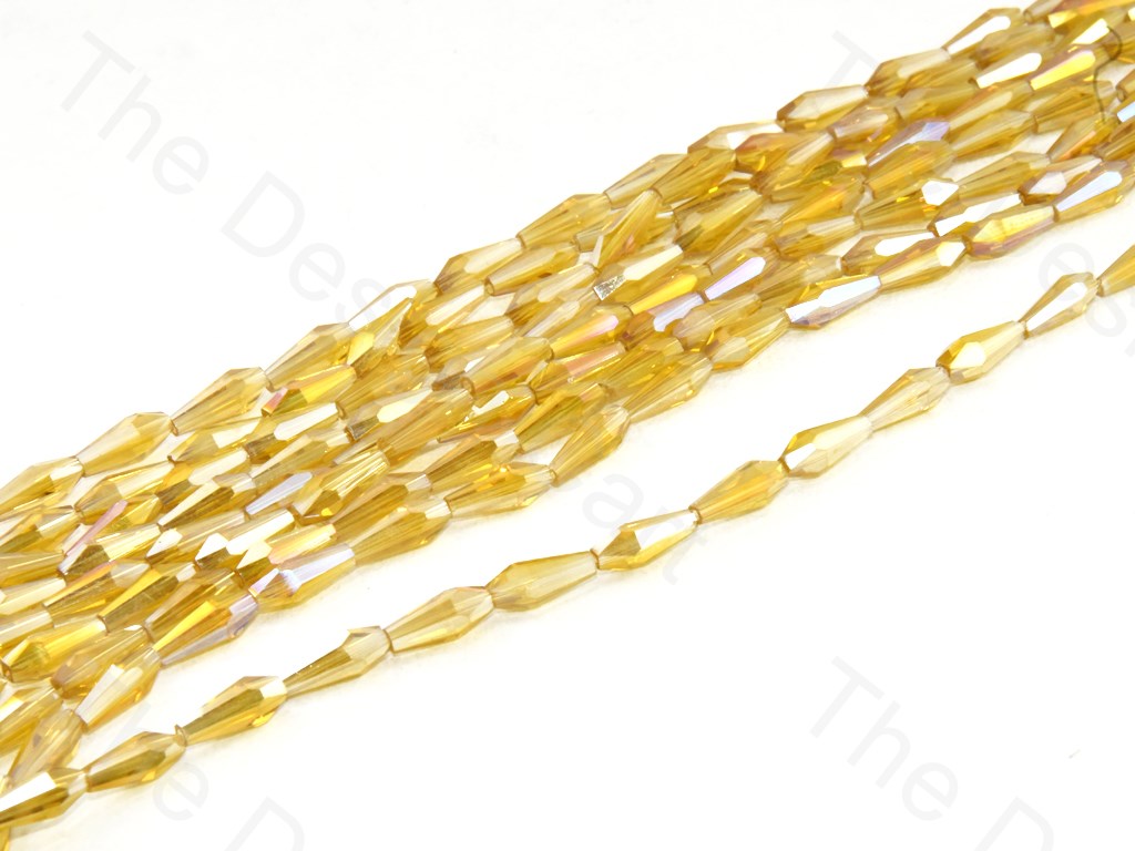 Yellow Transparent Rainbow Conical Crystal Beads
