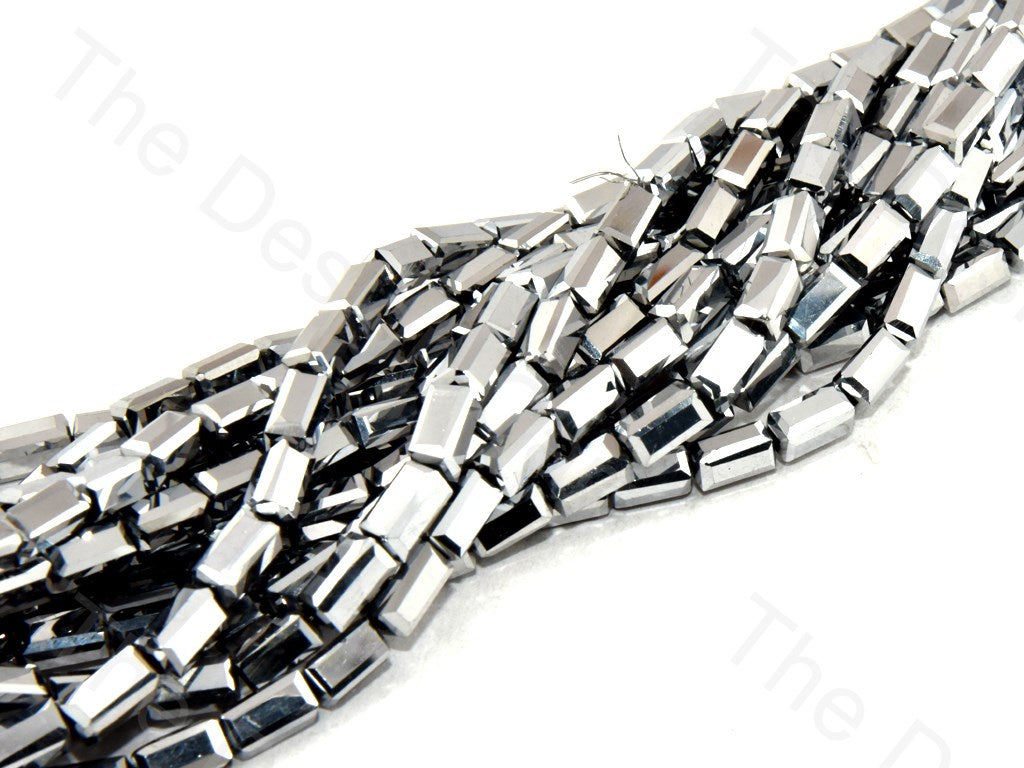 Silver Metallic Rectangle Crystal Beads