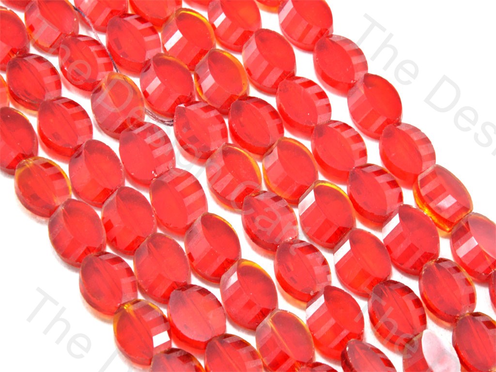 Oval Cross Cut Red Transparent Designer beads