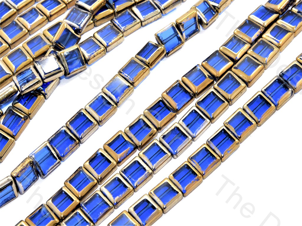 Blue Golden Border Designer Beads | The Design Cart