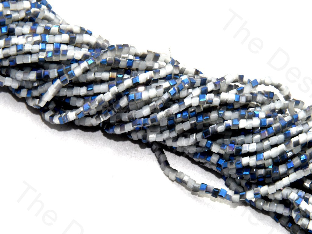 White Blue Dual Tone Cube Shaped Crystal beads Crystal Bead