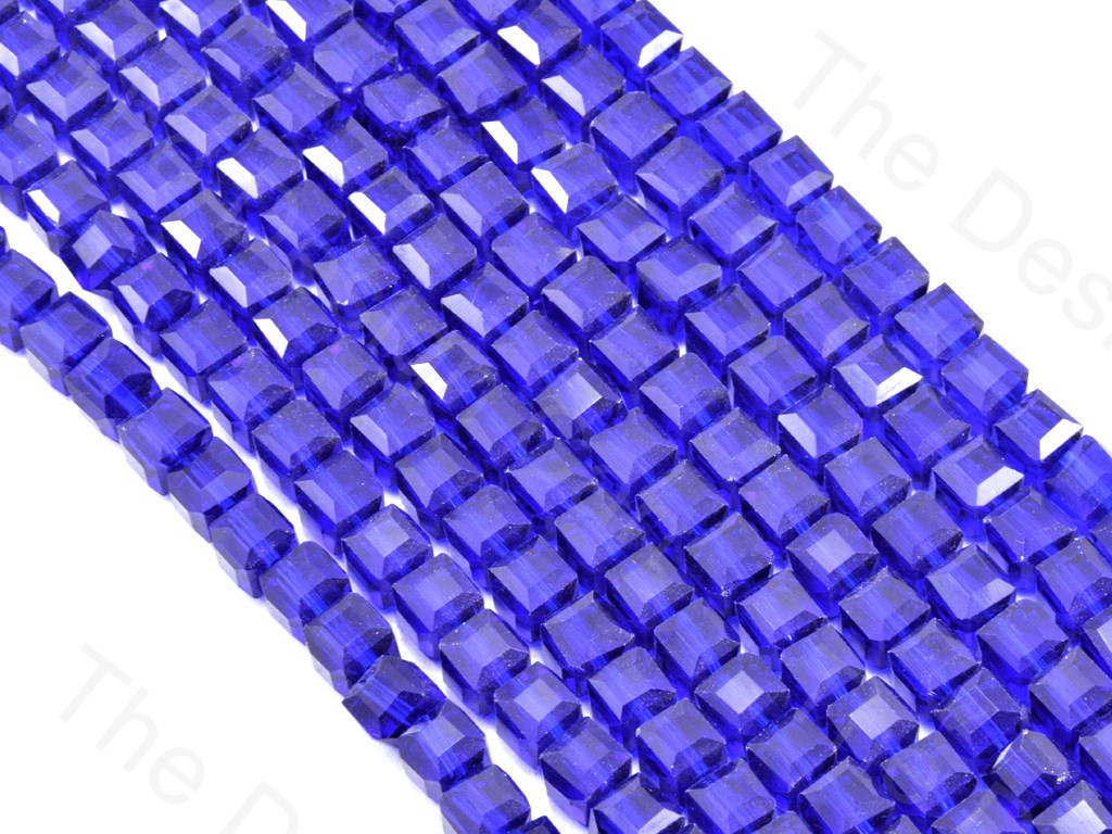 Blue Transparent Cube Shaped Crystal beads