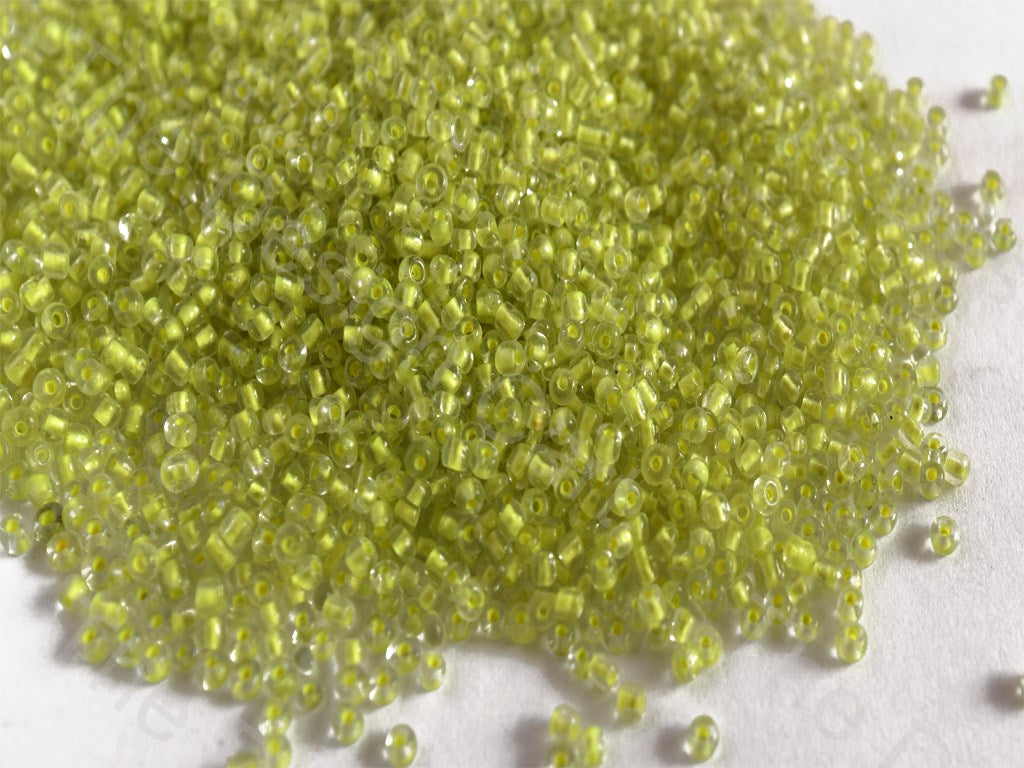 Parrot Green Inside Round Glass Seed Beads