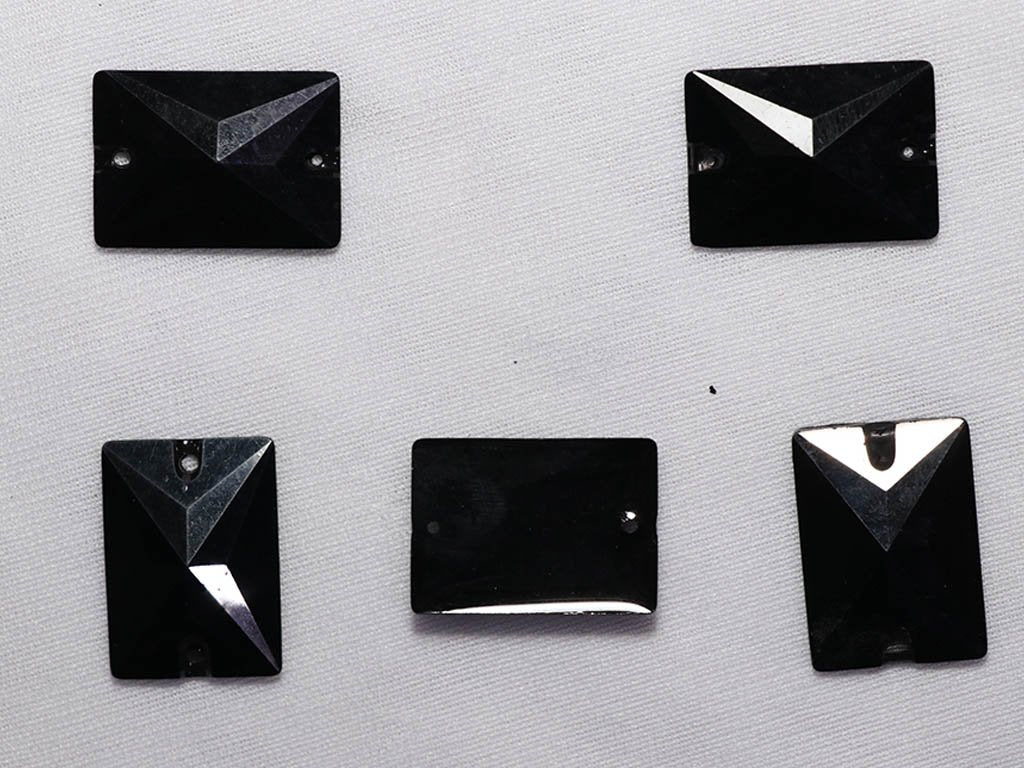 Black Rectangular Plastic Stones - 18x25 mm