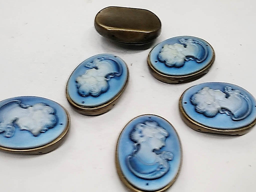 Blue Designer Oval Plastic Stone- 30x40 mm