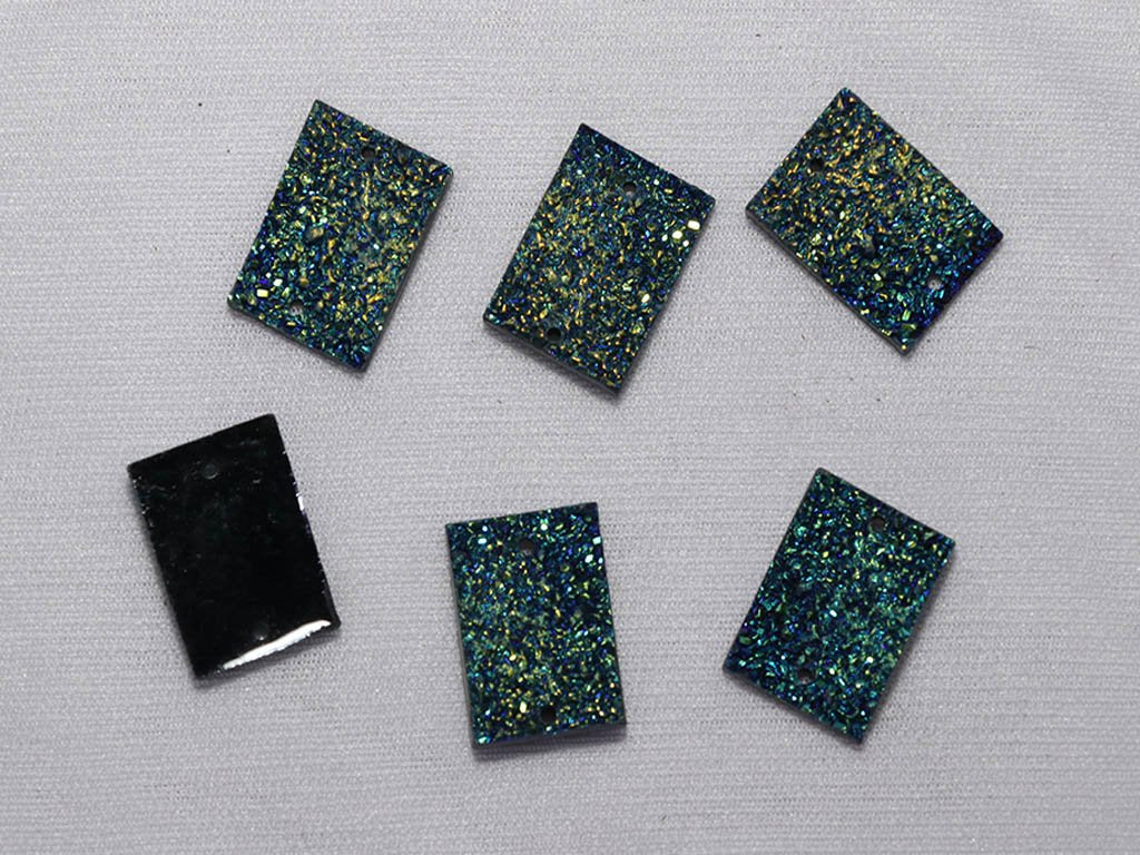 Blue Designer Rectangular Plastic Stones - 18x13 mm
