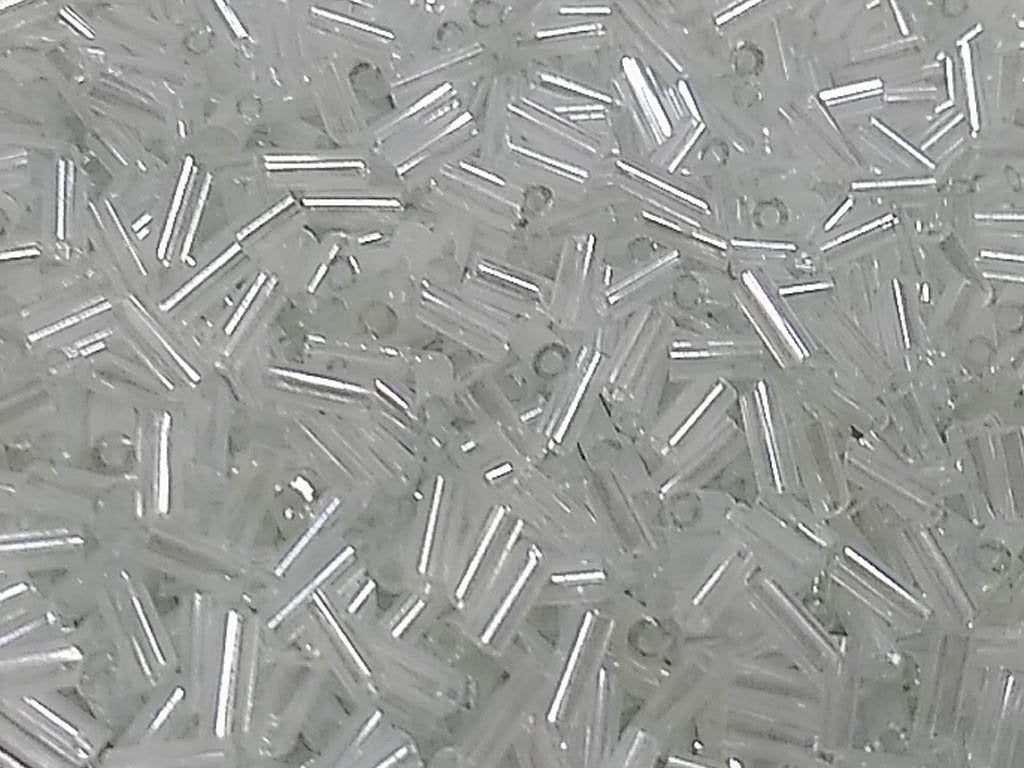 White Pipe / Bugle Transparent Glass Seed Beads