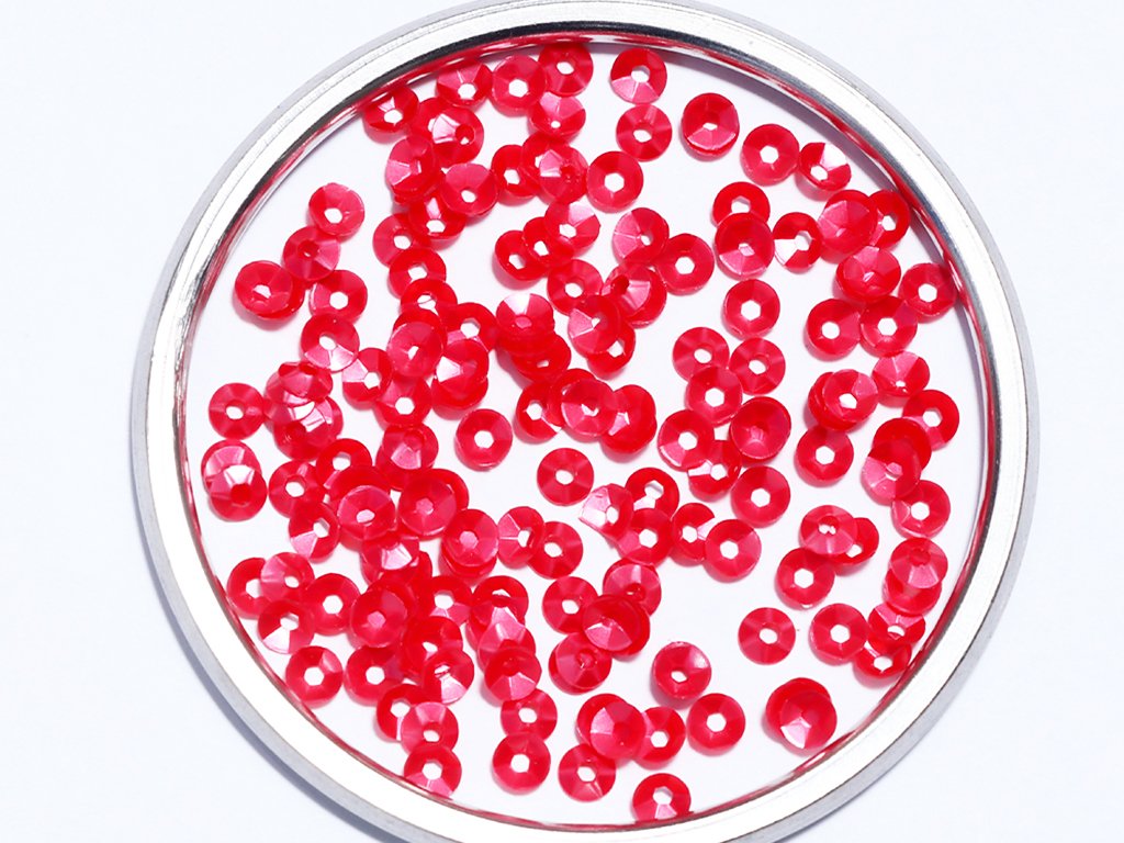 Cherry Red Center Hole Bowl Plastic Sequins