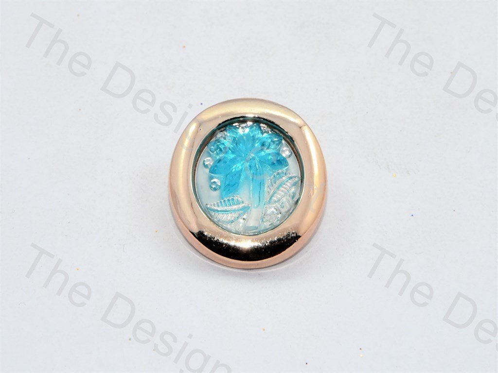 Turquoise Palm Tree Round Crystal Buttons