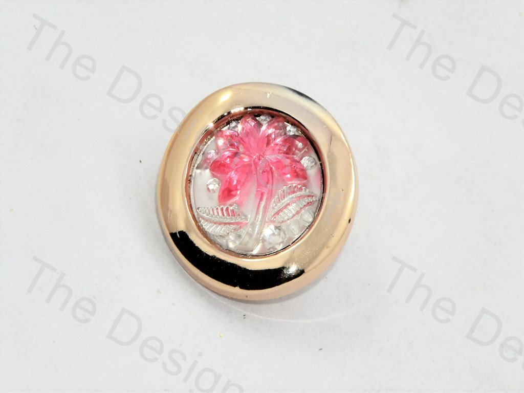 Light Pink Palm Tree Round Crystal Buttons
