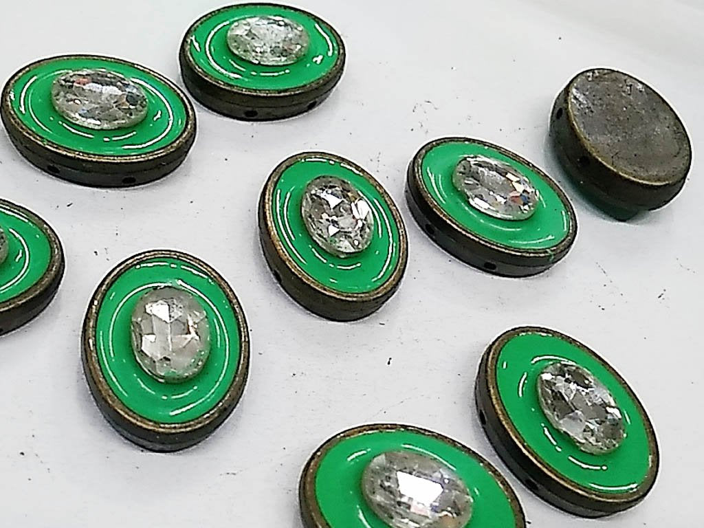 Dark Turquoise Oval Metal Embellishment with Enamel- 25x18 mm