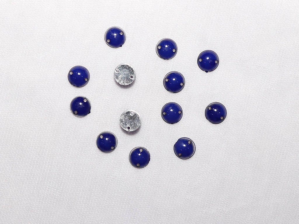 Deep Blue Circular Plastic Stones -8 mm
