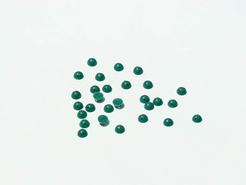 Emerald Green 2 Hole Circular Plastic Stones -6 mm