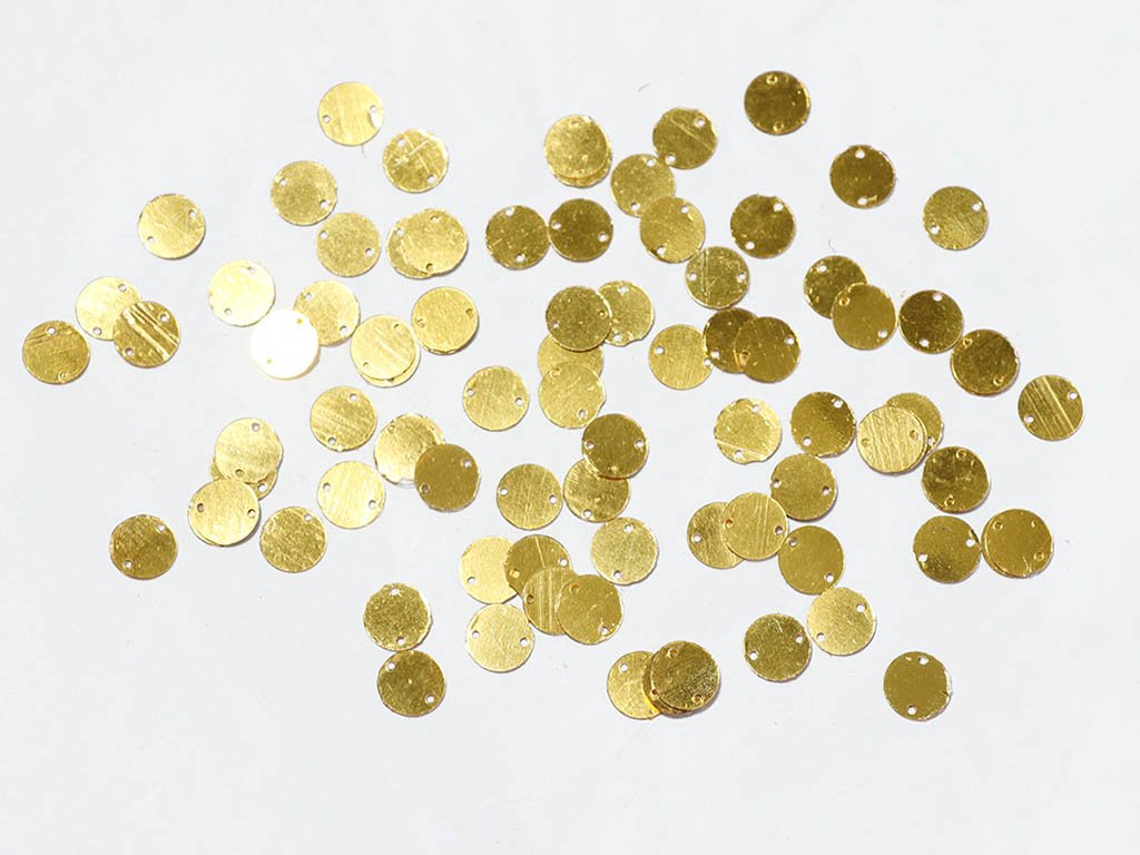 Golden Flat Circular Plastic Sequins - 8 mm
