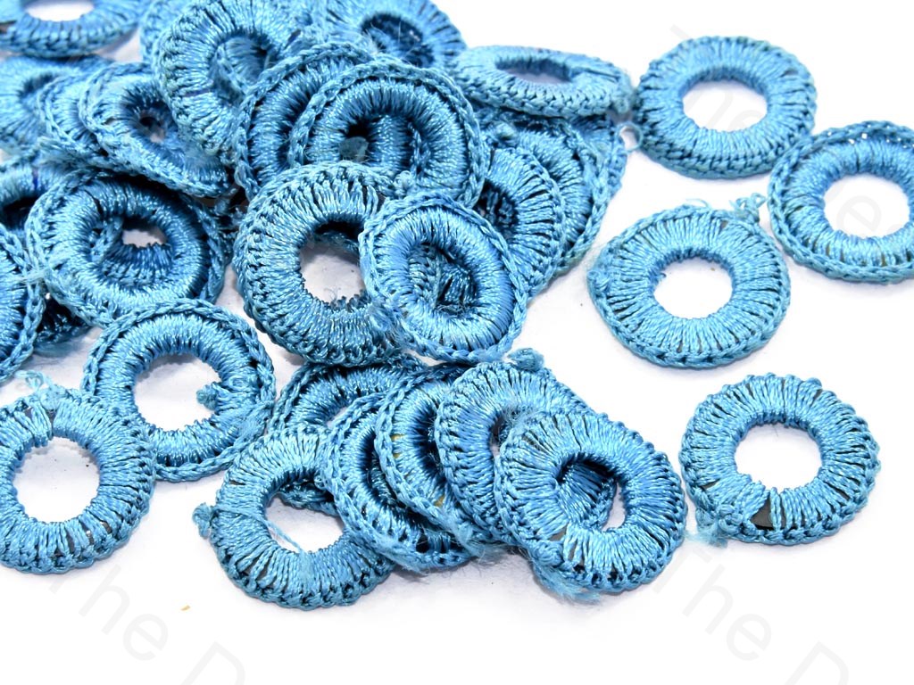 Turquoise Small Round Crochet Thread Rings