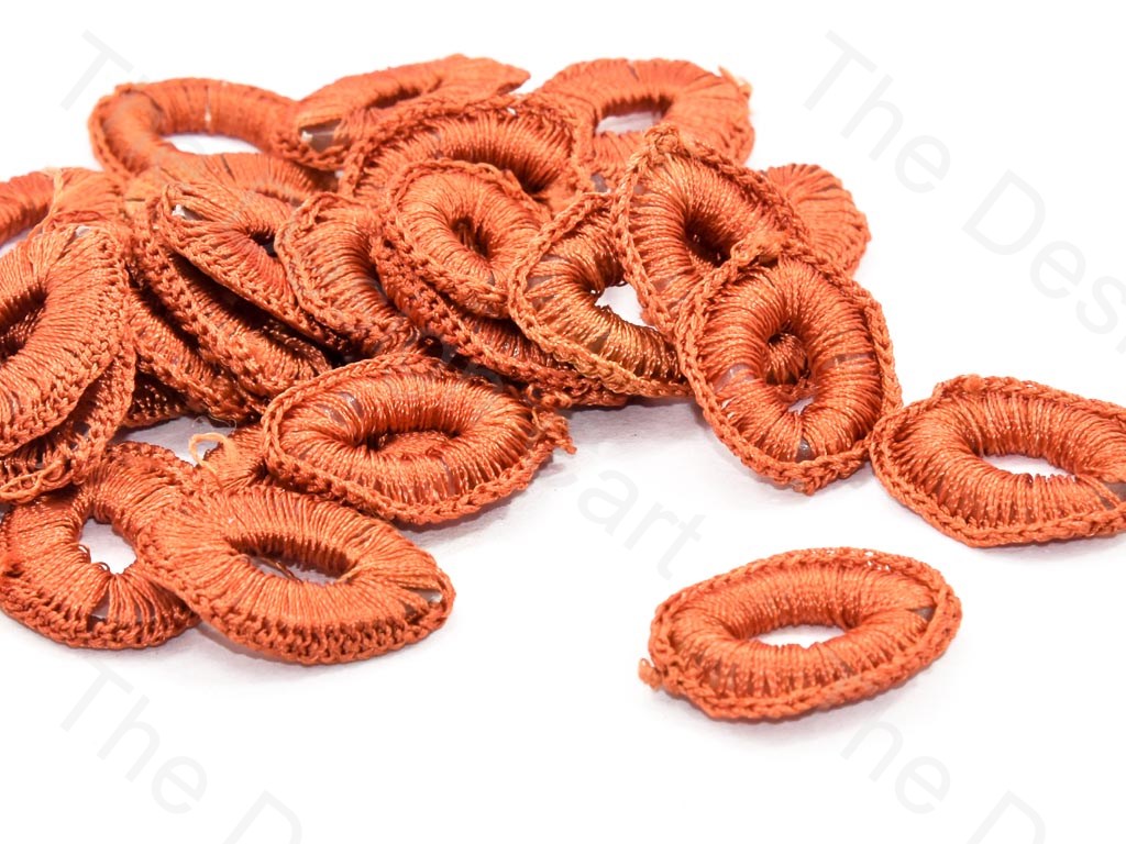 Dull Orange Oval Crochet Thread Rings