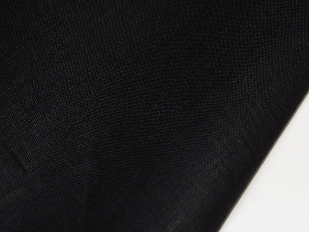 Black Linen Fabric Black 100% Linen Fabric – Light Medium Weight,