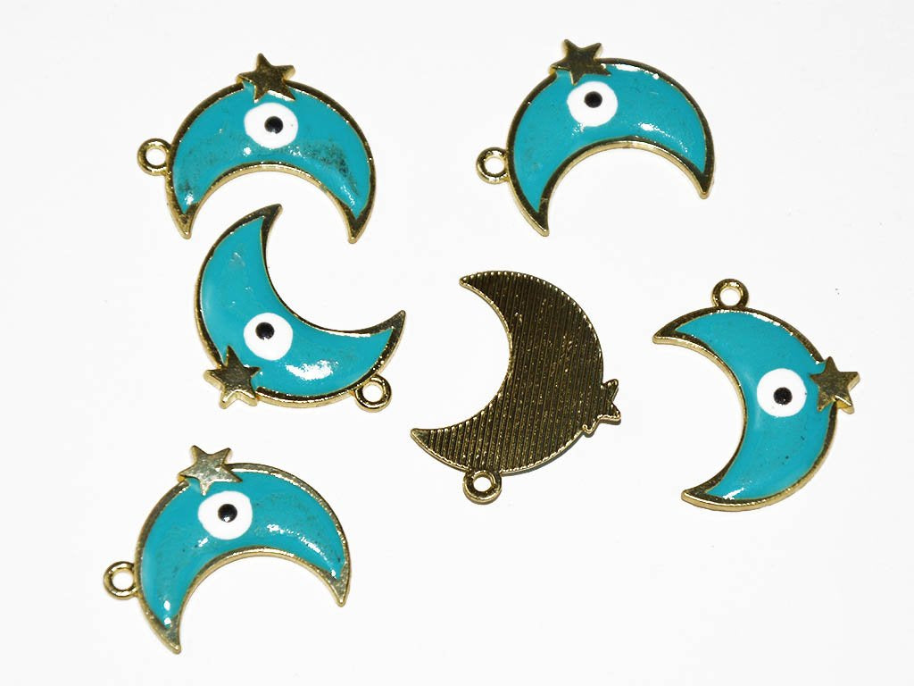 Light Blue Moon Evil Eye Charms