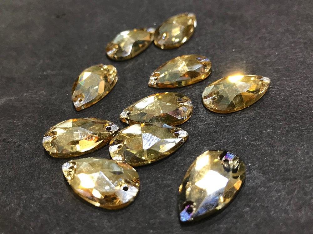 Light Golden Drop Glass Stones (16x10 mm)