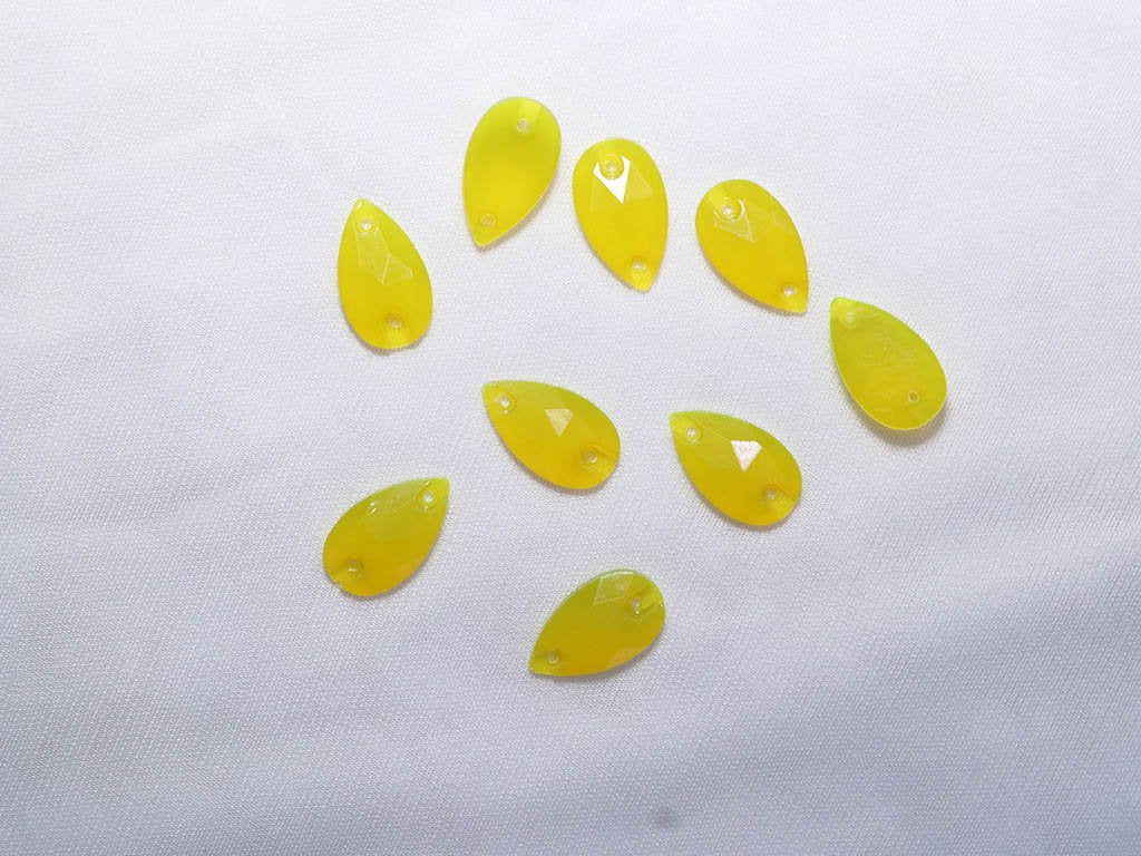 Light Yellow Designer Drop Plastic Stones - 16x13 mm