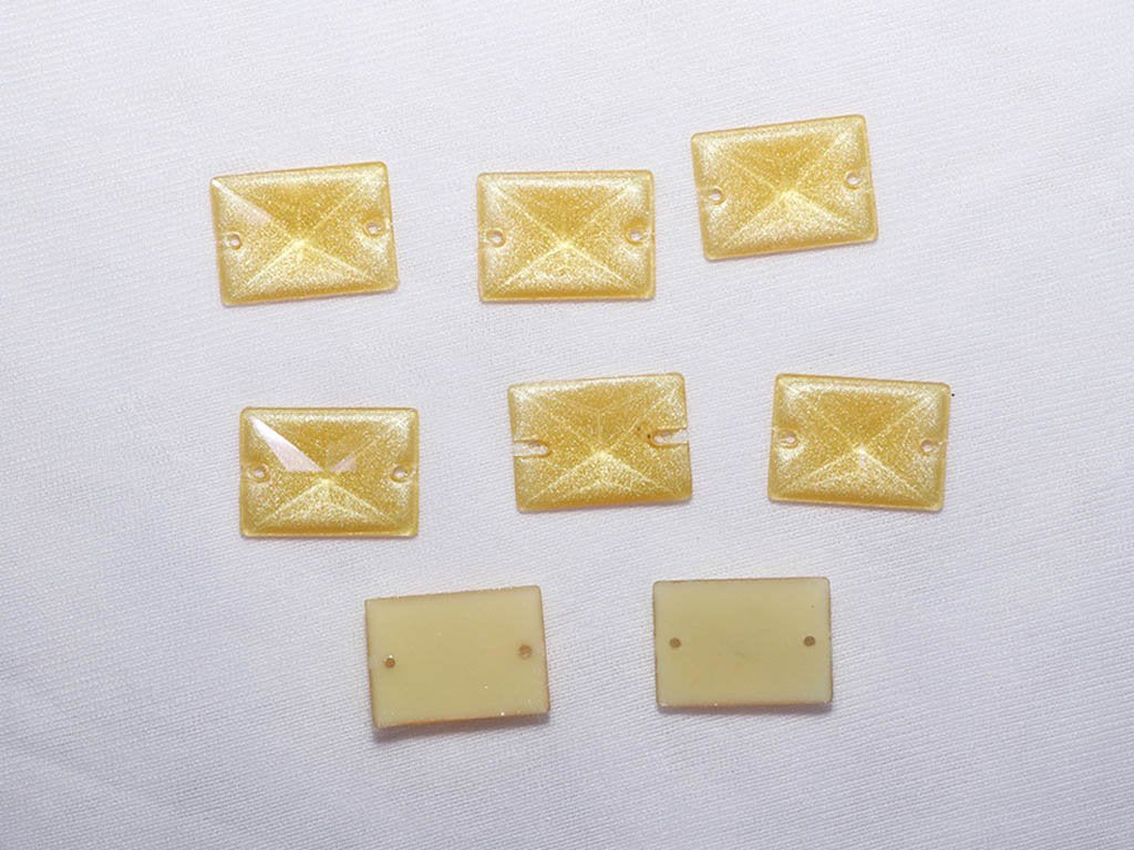 Light Yellow Designer Rectangular Plastic Stones - 18x25 mm