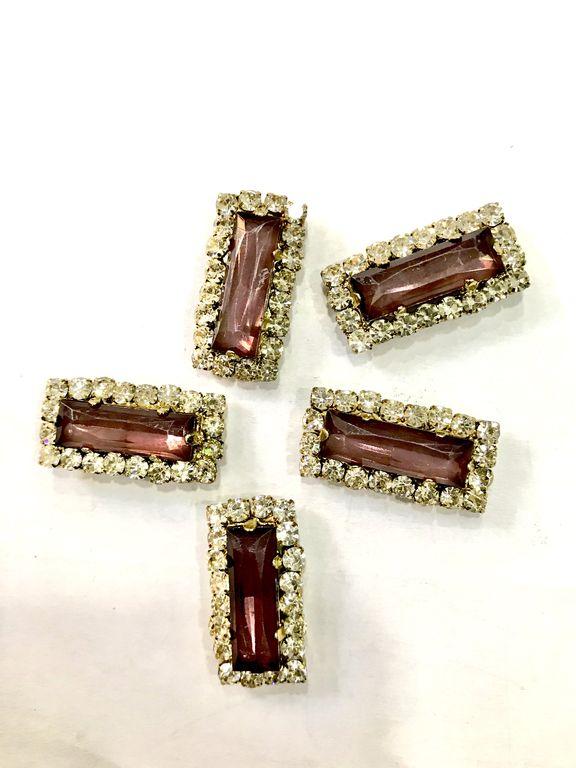 Purple Stone Rectangular Crystal Frame Metal Embellishments