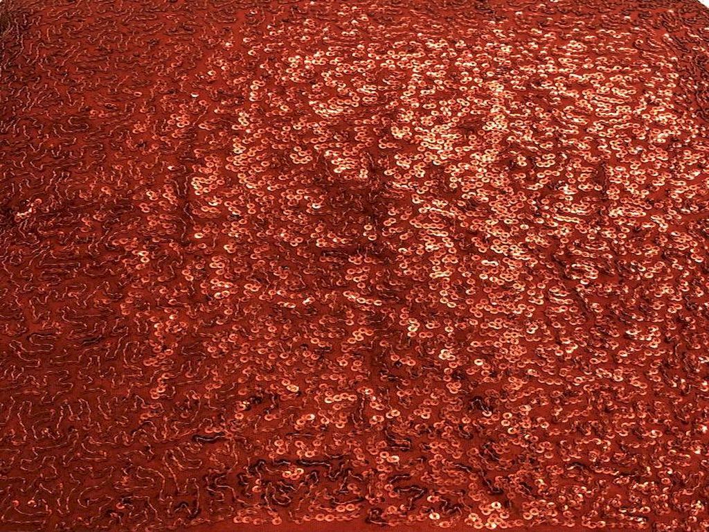 Red Sequins Work Embroidered Georgette Fabric