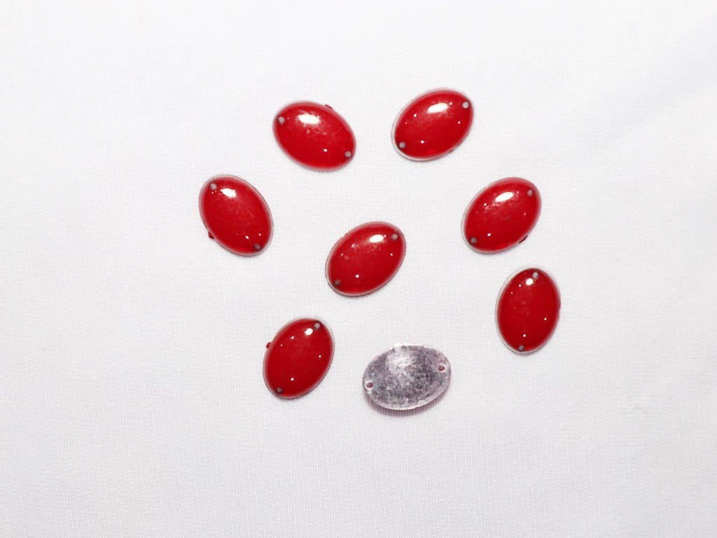 Red Oval Plastic Stones - 18x13 mm