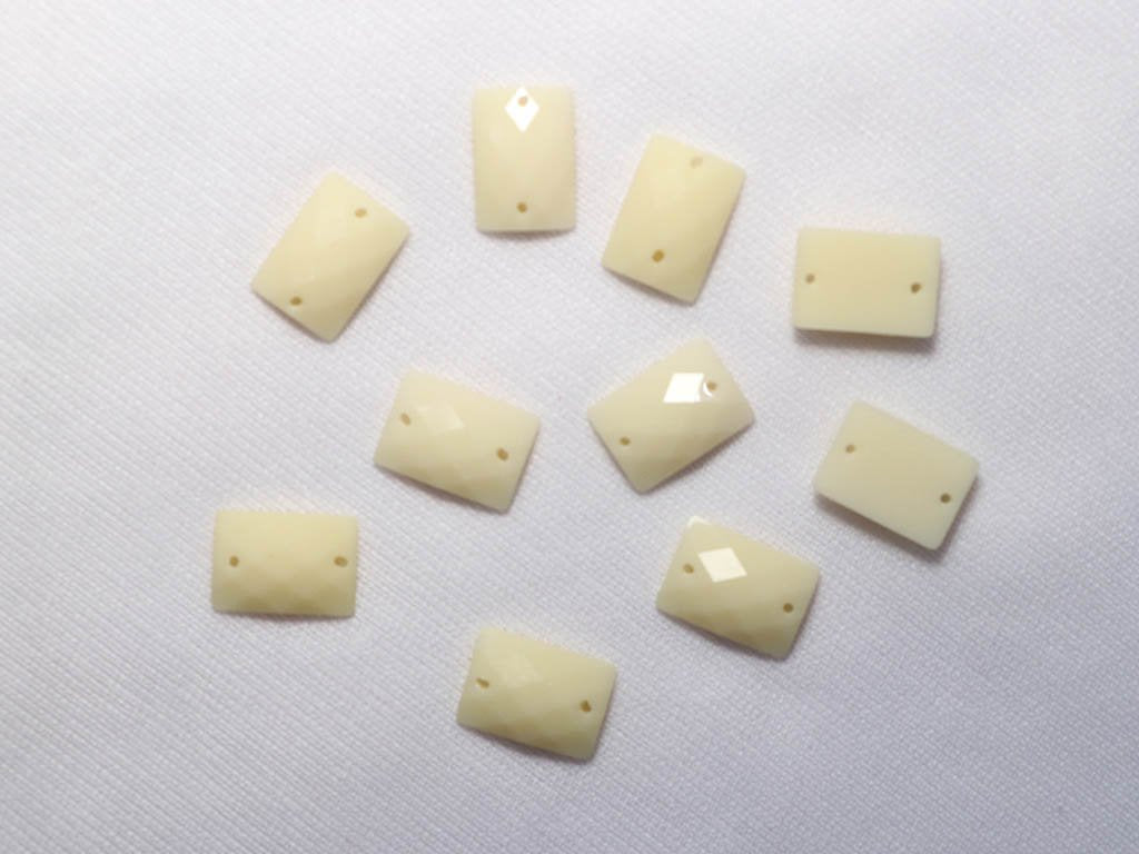 White 2 Hole Rectangular Dyeable Plastic Stones - 10x14 mm