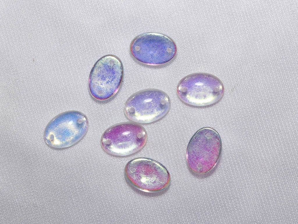White Transparent Oval Glass Stones- 14x10 mm