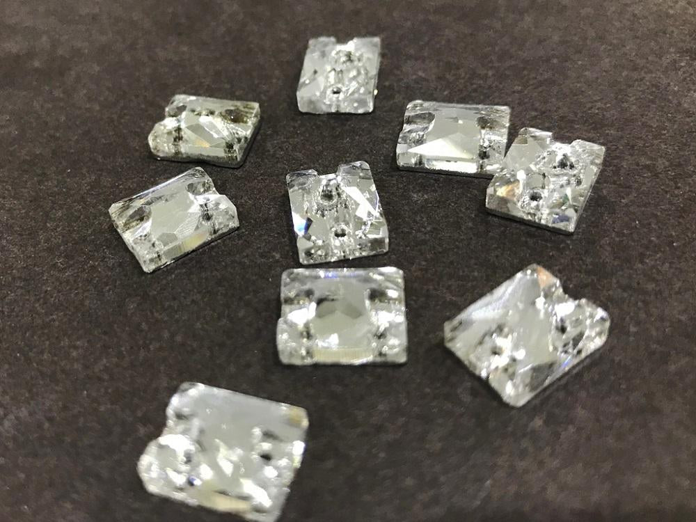 White Transparent Rectangular Glass Stones (10x8 mm)