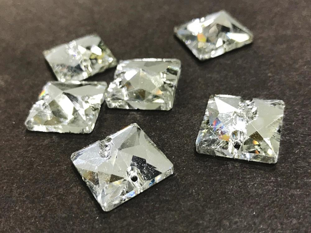 White Transparent Square Glass Stones (16x16 mm)