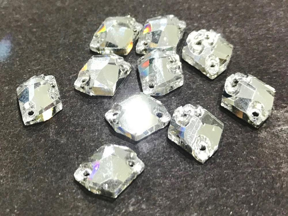 White Transparent S-Shaped Glass Stones (12x10 mm)